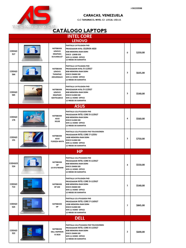 Catalogo Laptops | PDF | Computer Data Storage | Computing