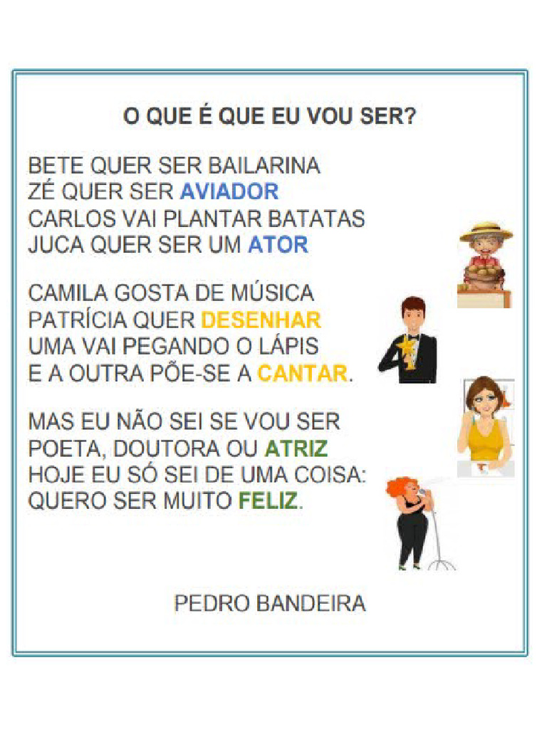 Poema O Que É Que Vou Ser - Pedro Bandeira | PDF