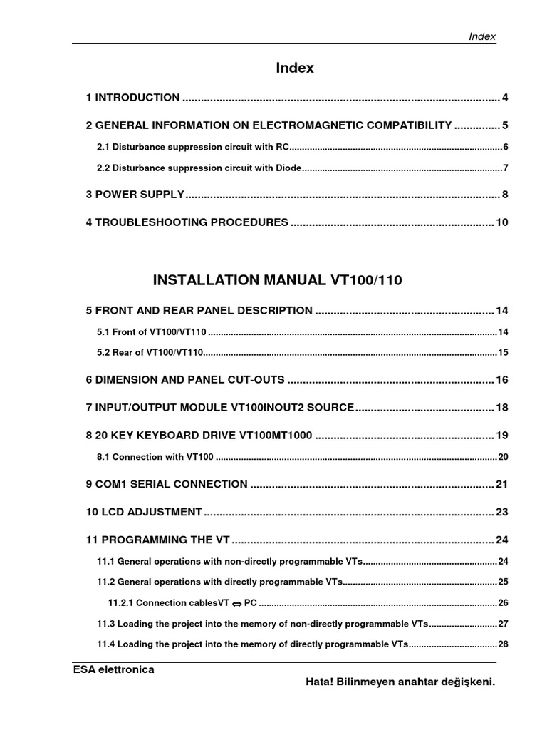 VT100/VT110 Installation Manual | PDF | Inductance | Capacitor