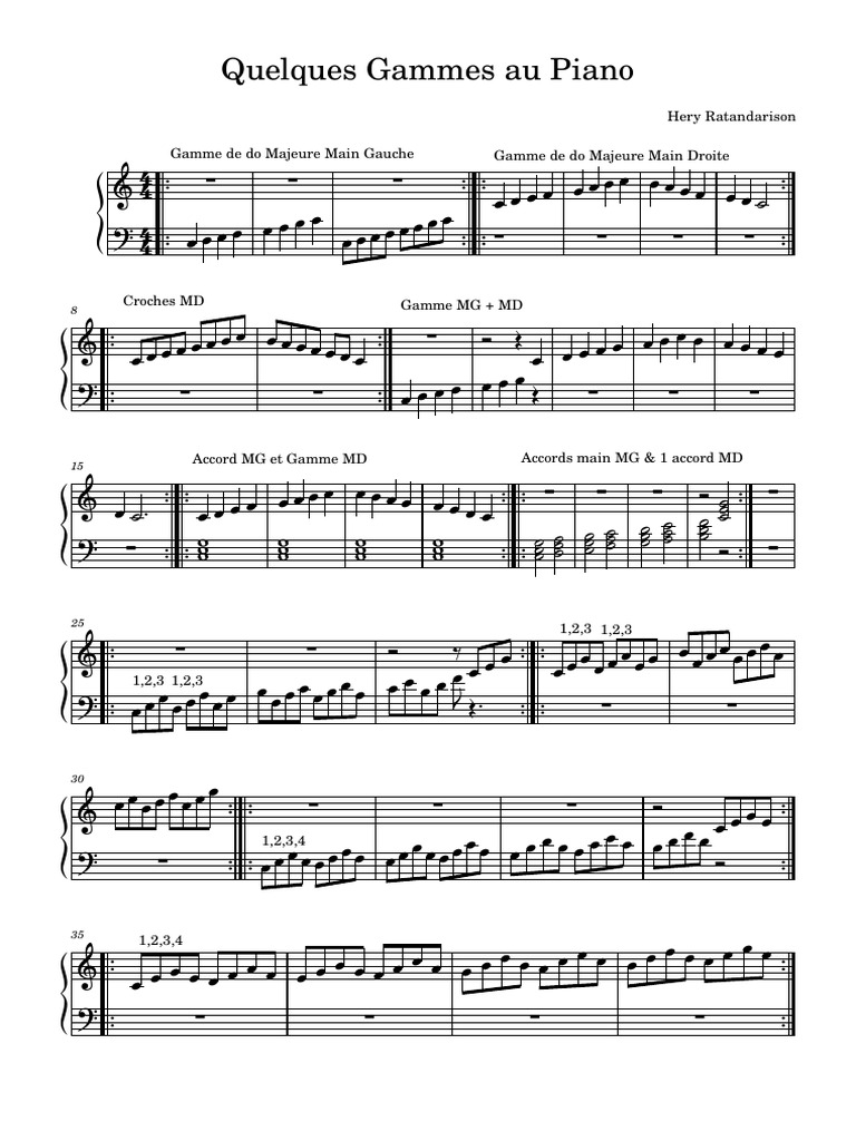 Gammes piano et lecture MG et MD | PDF