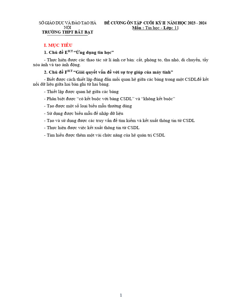 Đề Cương Ôn Tập Cuối Kì II - k11 | PDF