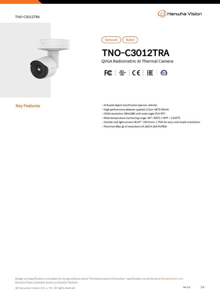 DataSheet TNO-C3012TRA 240430 EN | PDF | Field Of View | Communications Protocols