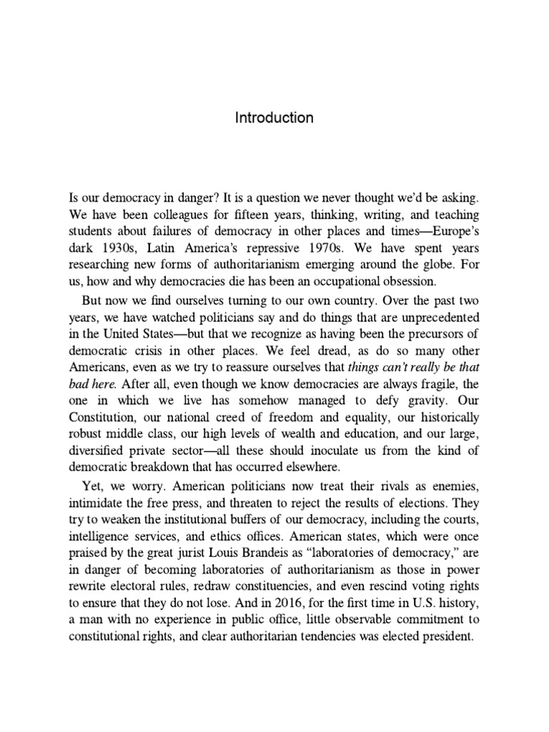 Levitsky - Ziblatt - 2018 - How Democracies Die | PDF | Hugo Chávez ...