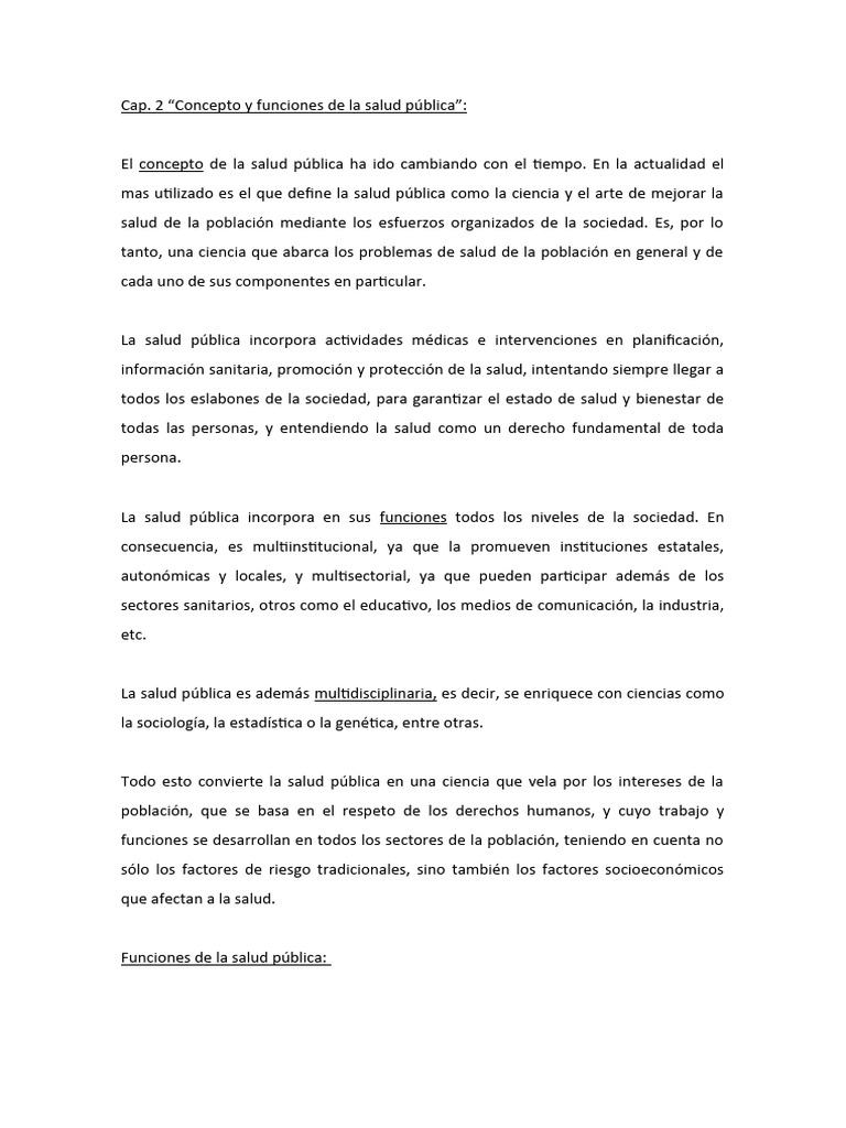 Cap. 2 Funciones S.P. MJ | PDF | Asistencia sanitaria preventiva | Salud pública