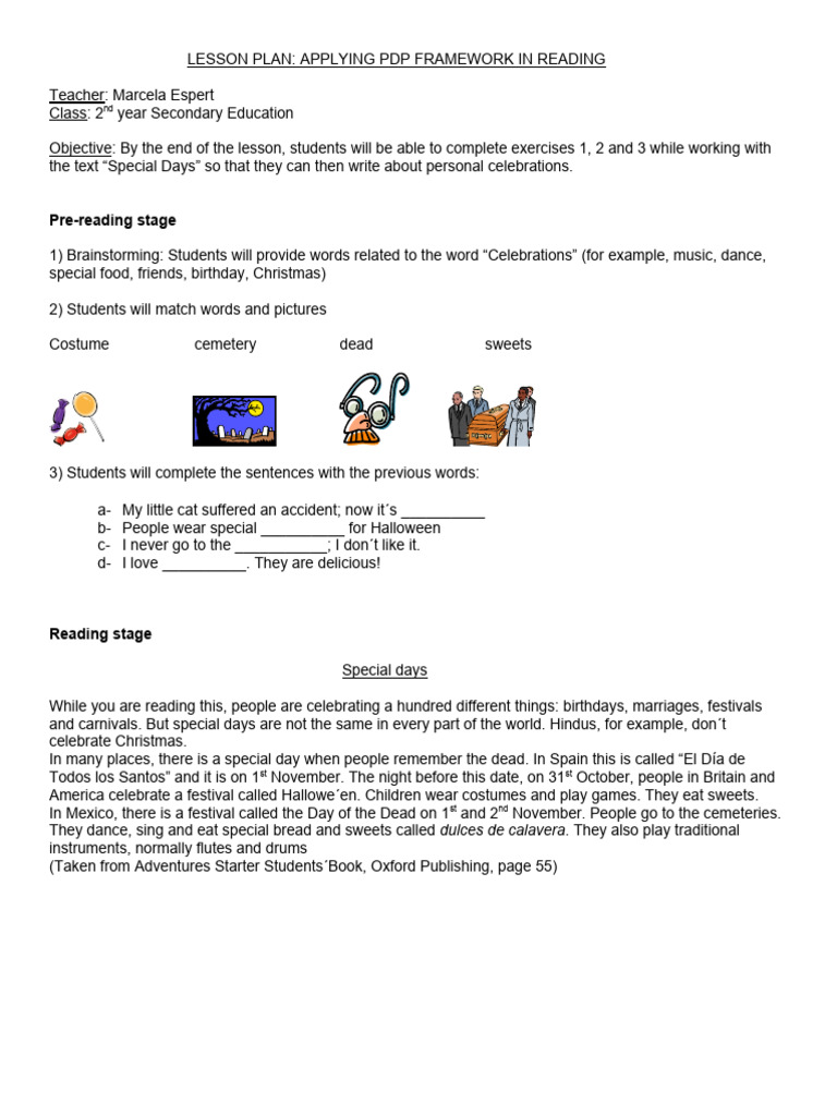 PDP Lesson Plan | PDF | Halloween | Traditions