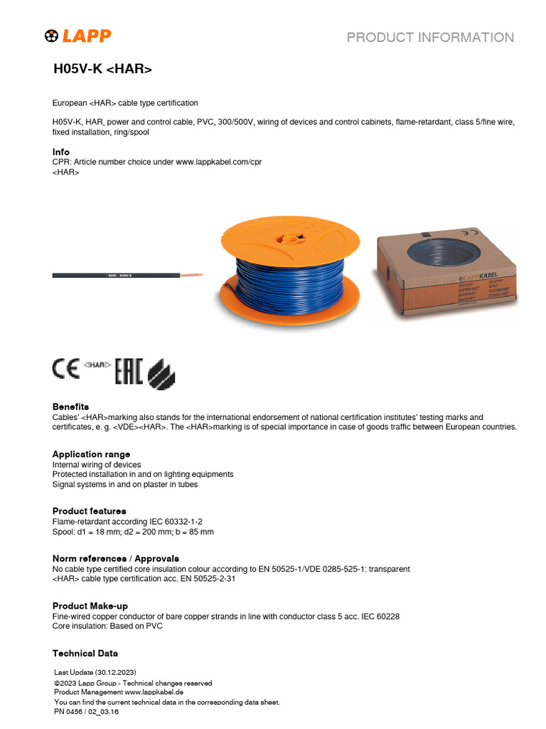Lapp Pro168engb | PDF | Electrical Wiring | Electrical Engineering