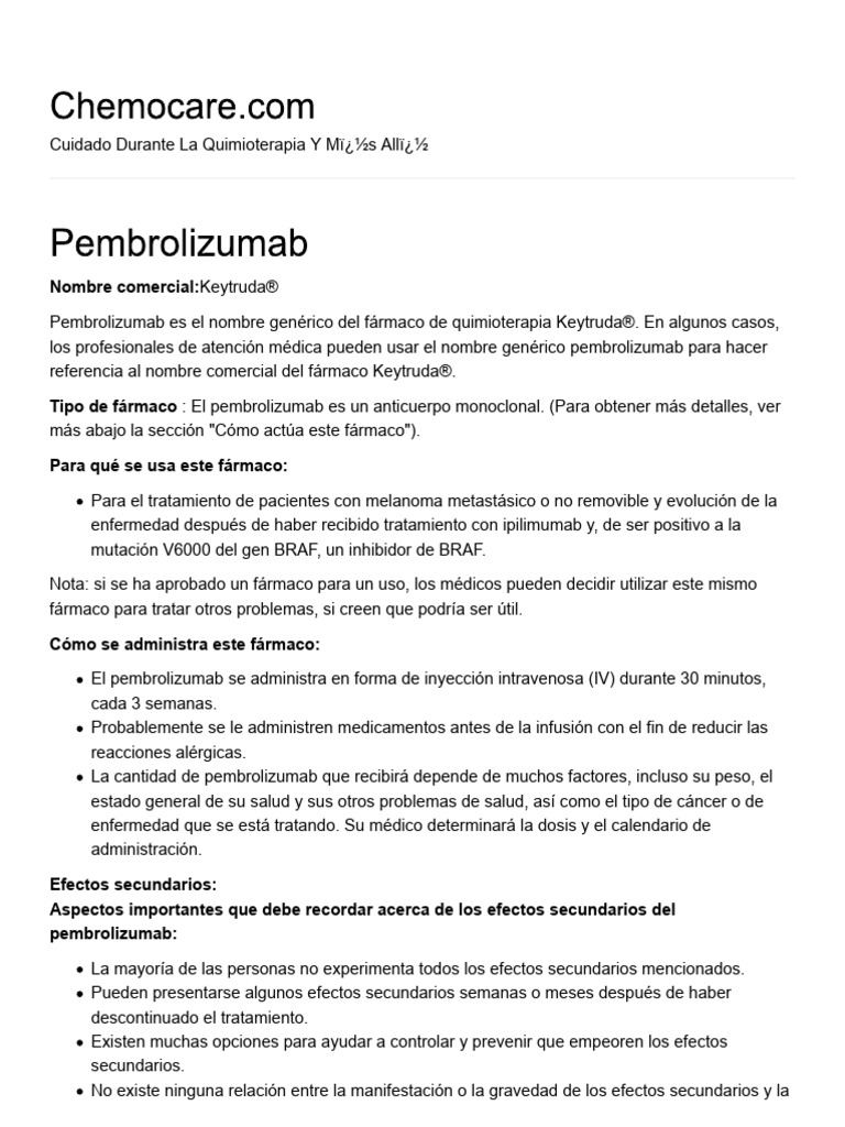 Pembrolizumab (Keytruda) Información de Medicamentos | Descargar gratis ...