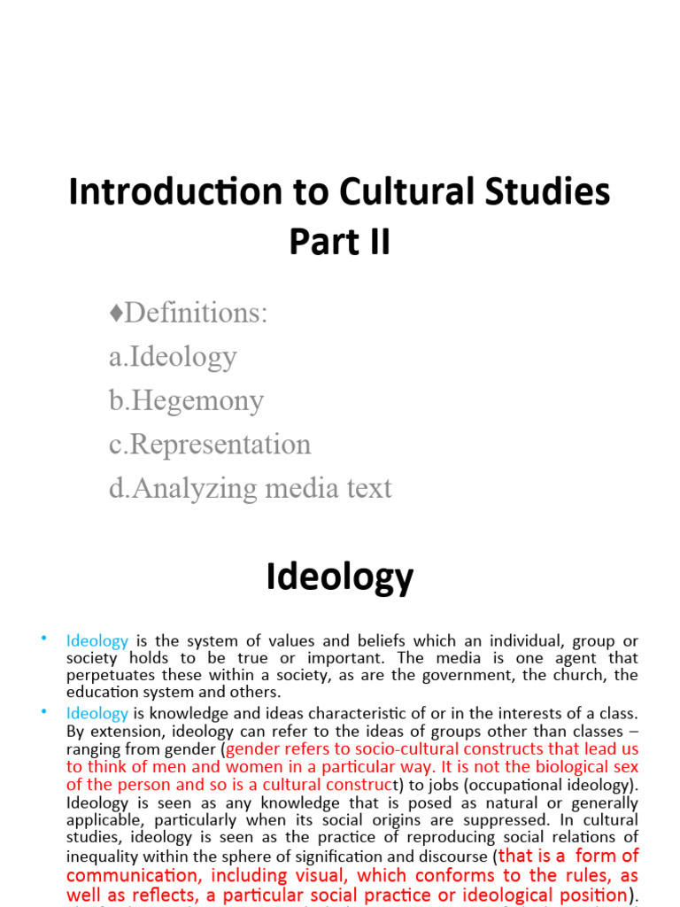 Introduction To Cultural Studies Part II | PDF | Ideologies | Hegemony