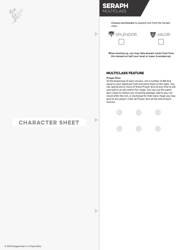 Daggerheart Multiclass Character Sheet | PDF