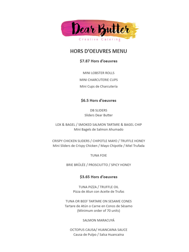 2024 Dear Butter Menu Final | PDF | ensalada | Alimentos