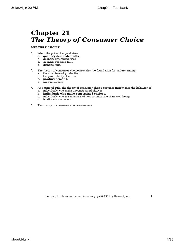 Chap21 - Test Bank | PDF | Economics | Microeconomics
