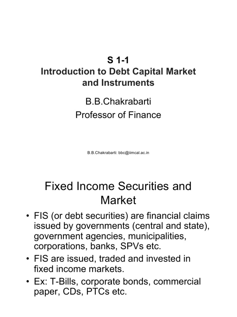 Introduction To Debt Capital Market and Instruments: B.B.Chakrabarti ...