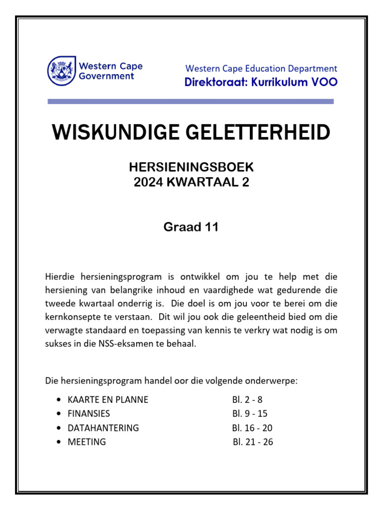 Wiskundige Geletterdheid Graad 11 Kwartaal 2 | PDF