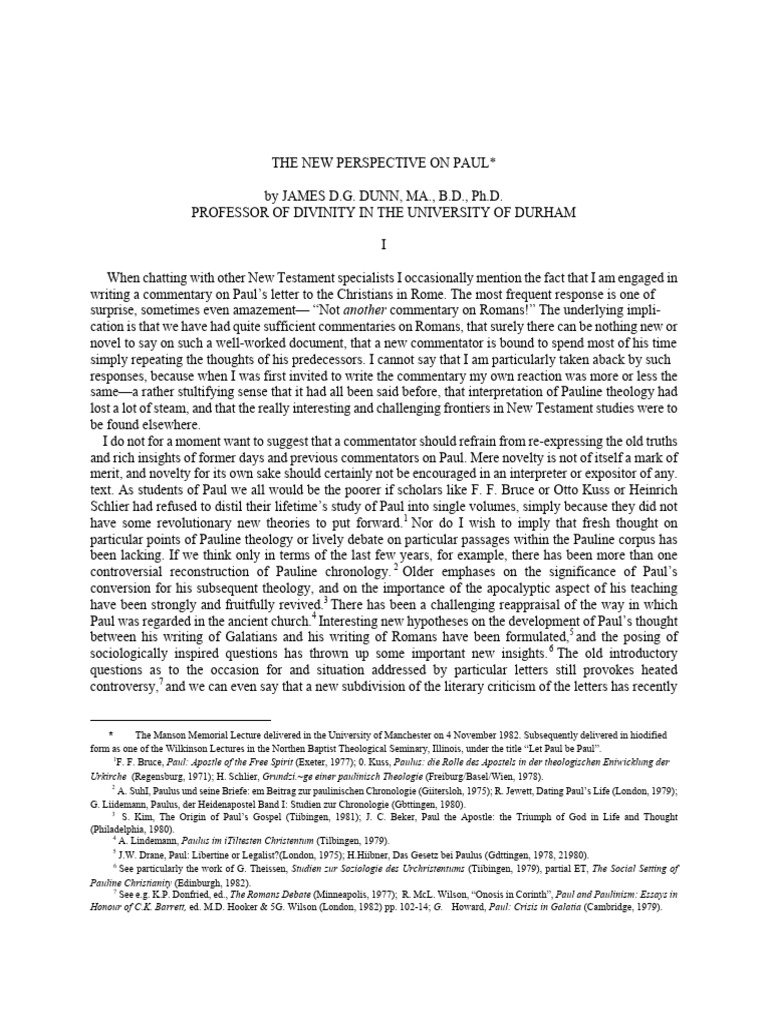 2007-02-NT518-Dunn New Perspective On Paul | PDF | Paul The Apostle | Justification (Theology)