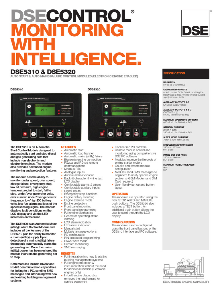 DSE5310-5320 Datasheet | PDF | Mains Electricity | Personal Computers