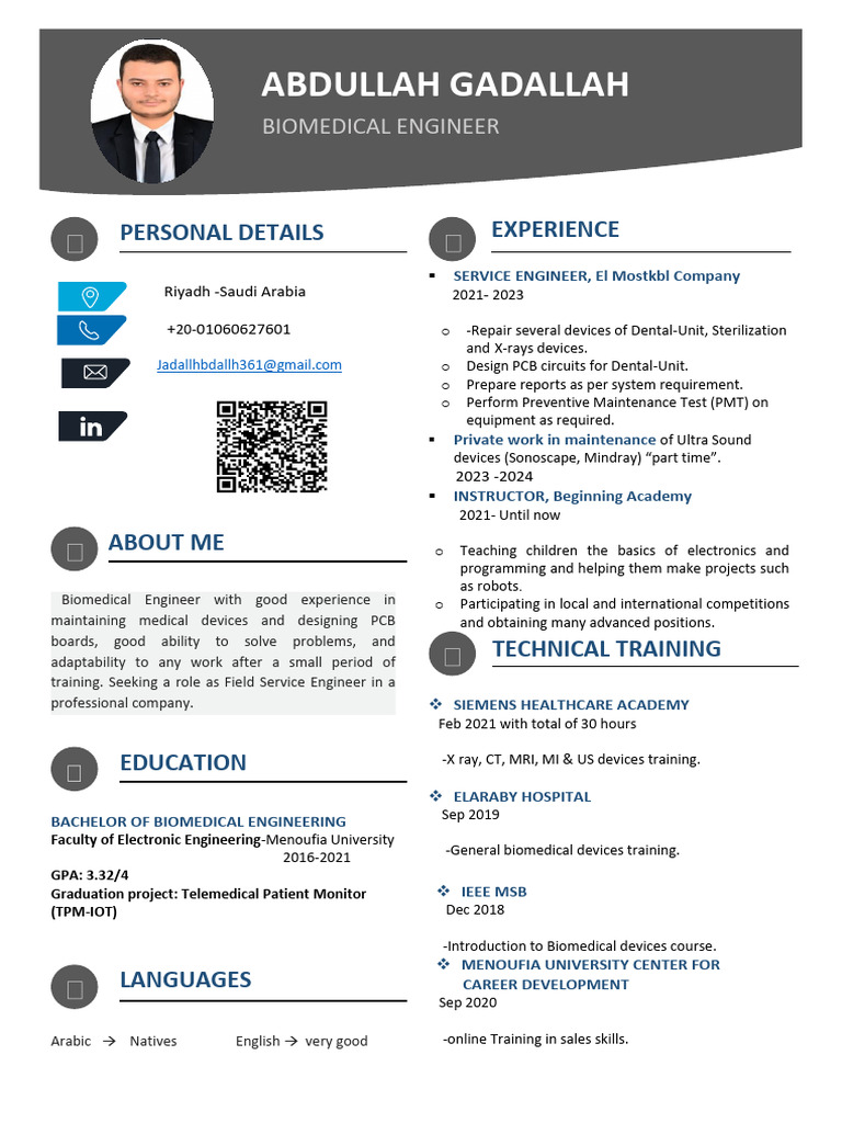 CV Abdullah Ksa | PDF | Biomedical Engineering | Engineering
