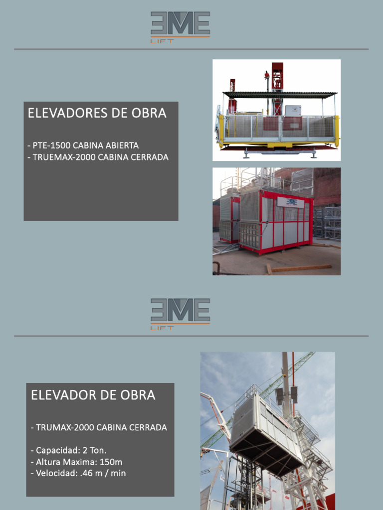 Elevadores de Obra y Montacargas EME | PDF