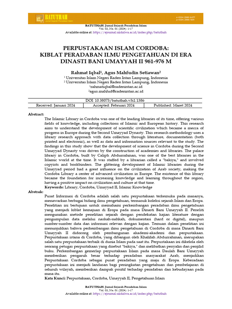 Perpustakaan Cordoba: Pusat Ilmu Umayyah | PDF | Ilmu Sosial | Seni