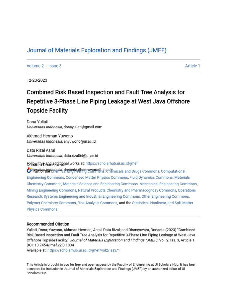Combined Risk Based Inspection and Fault Tree Analysis for Repeti | PDF ...