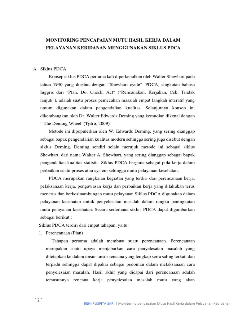 Handout Pdca | PDF | Karier & Perkembangan | Pengelolaan Keuangan & Uang
