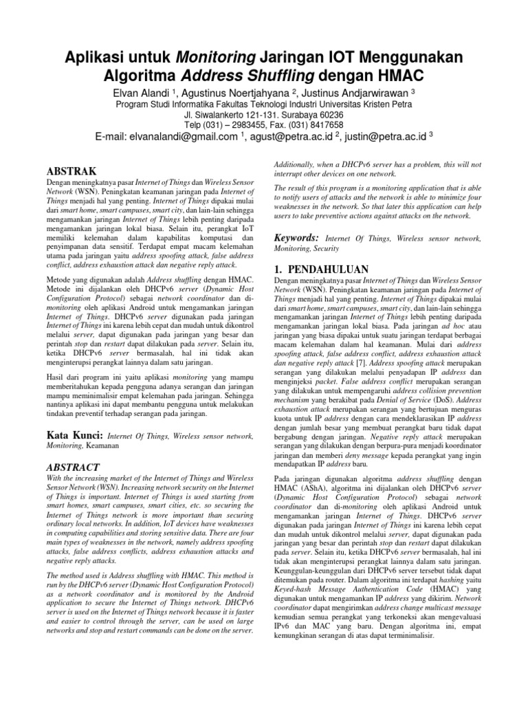 Aplikasi Untuk Monitoring Jaringan IOT Menggunakan Algoritma Address ...