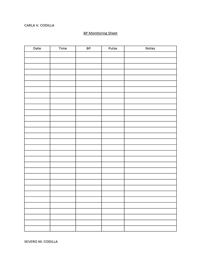 BP Monitoring Sheet | PDF