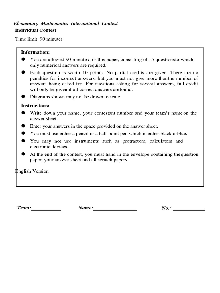 ĐỀ IMC 2019 - 1 | PDF