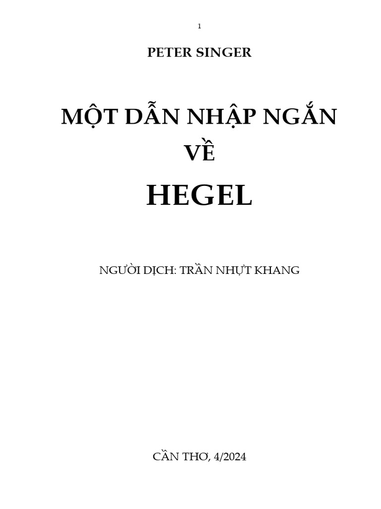 Peter Singer - Dẫn Nhập Ngắn Về Hegel | PDF