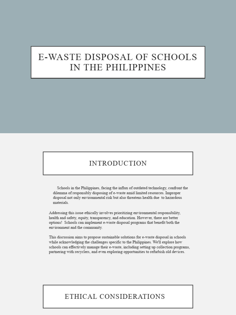 Sustainable E-Waste Solutions for Philippine Schools | PDF | Electronic ...