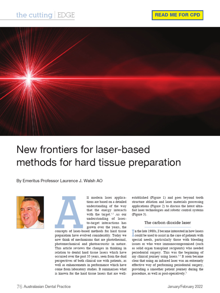 Published ADP Jan 2022 Laser New Frontiers LJW | PDF | Laser | Tooth Enamel