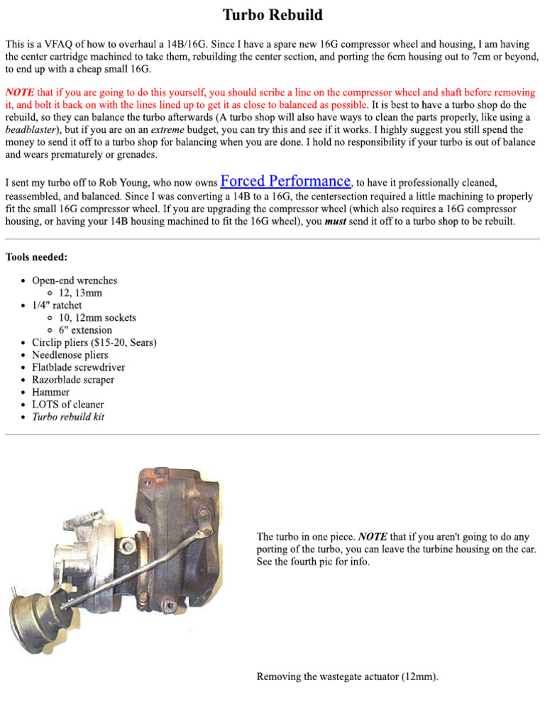 Turbo Rebuild | PDF