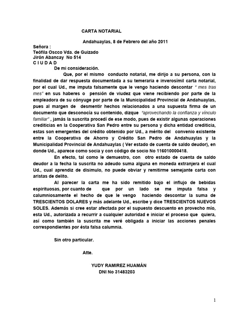 Carta Notarial Geny Polo Pedraza1 | PDF | Propiedad | Ley común