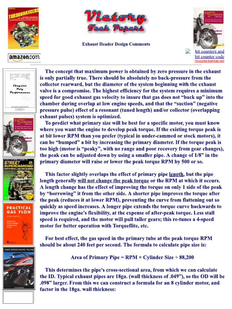 Victory Tech Papers - Exhaust Header Design Comments | PDF