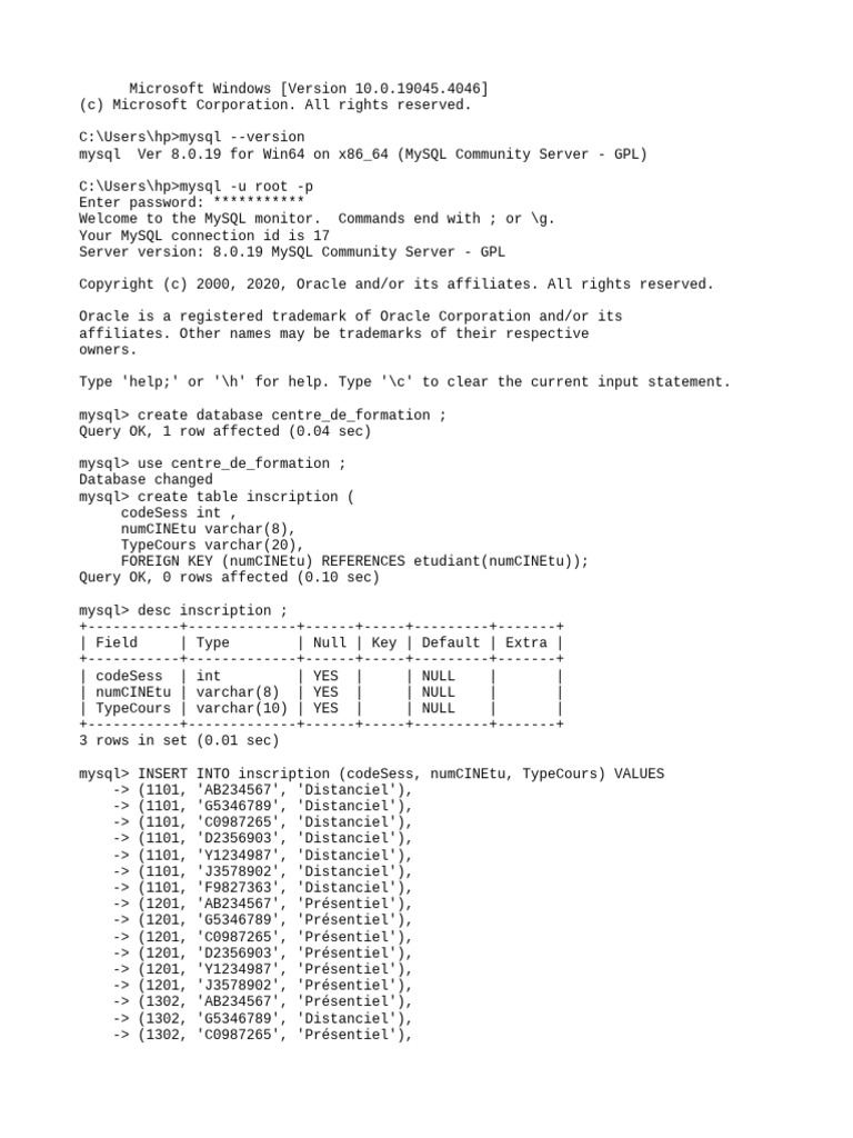 TP6 | PDF | My Sql | Data Management