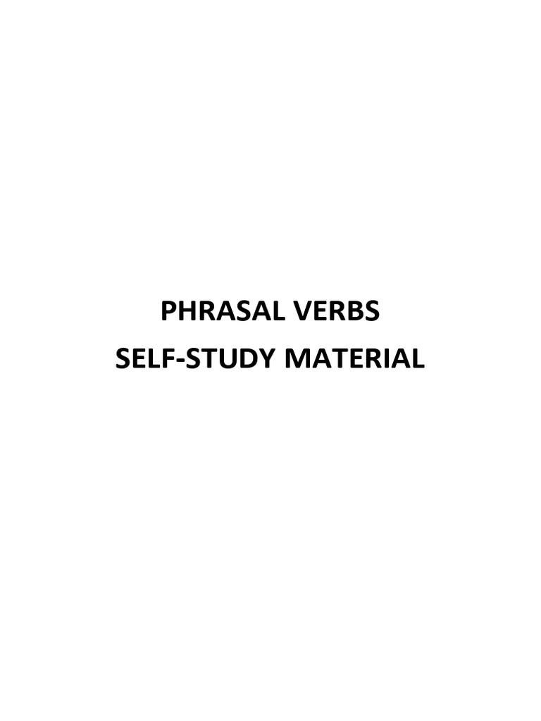 Phrasal Verbs Weeks 1-4 Answer Key | PDF | Verb