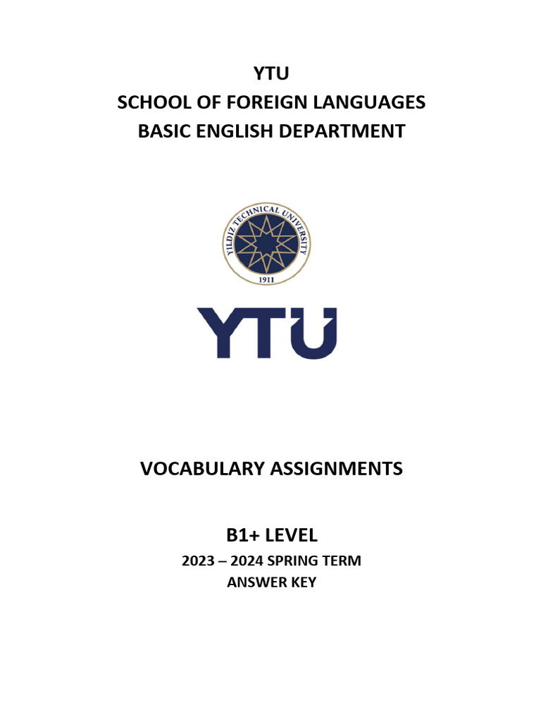 2023-2024 Spring B1+ Vocab. Assignment ANSWER KEY | PDF | English ...