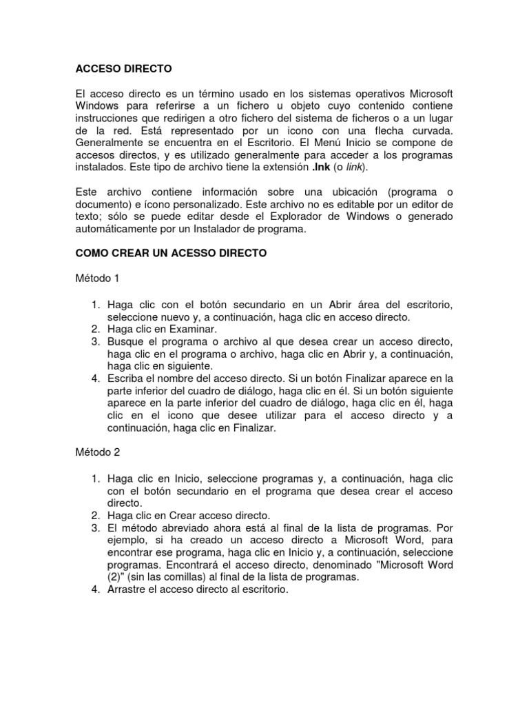 Acceso Directo | PDF | Archivo de computadora | Point and Click