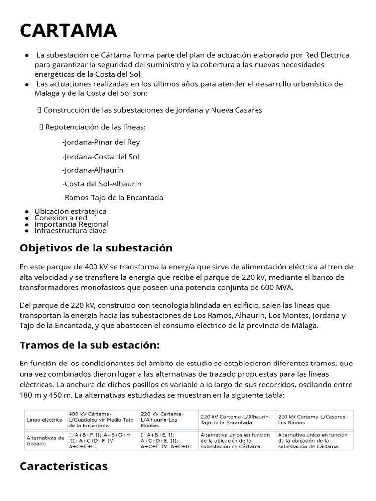 CARTAMA | PDF | Subestacion electrica | Ingenieria Eléctrica