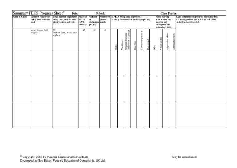 PECS Progress Summary | PDF