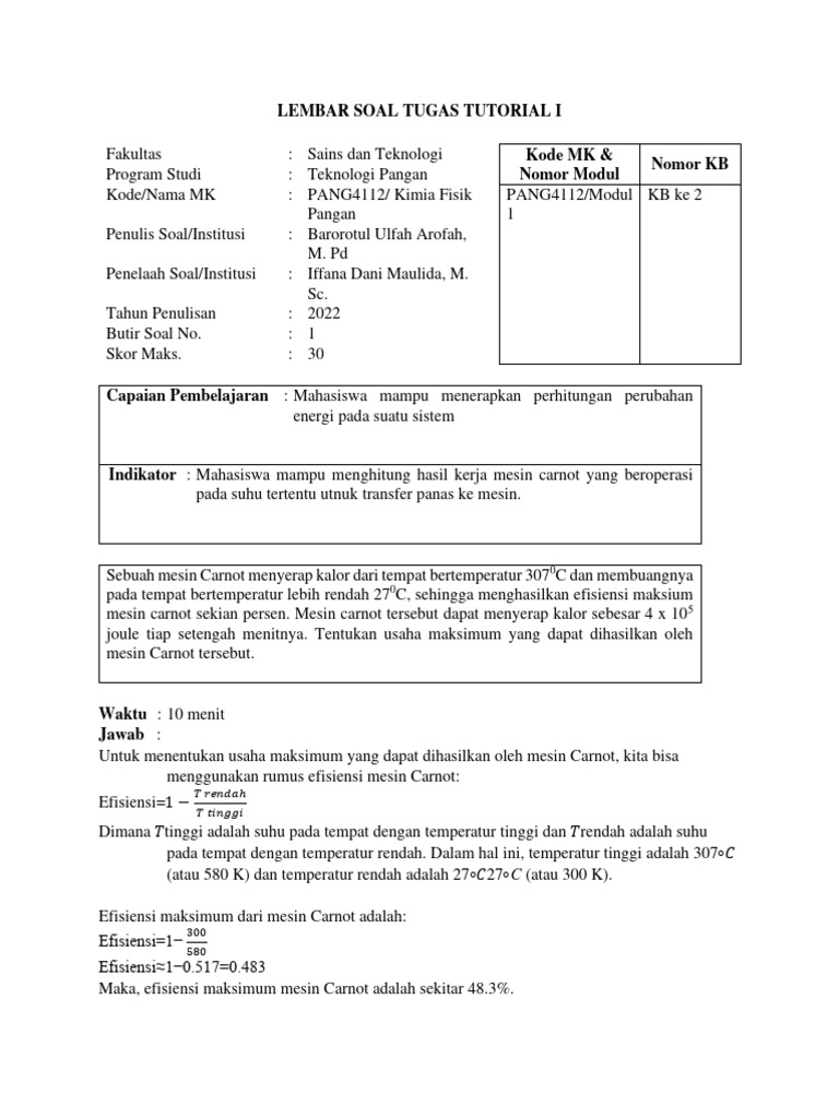 Tugas Tutorial 1 Kimia Fisik Pangan | PDF