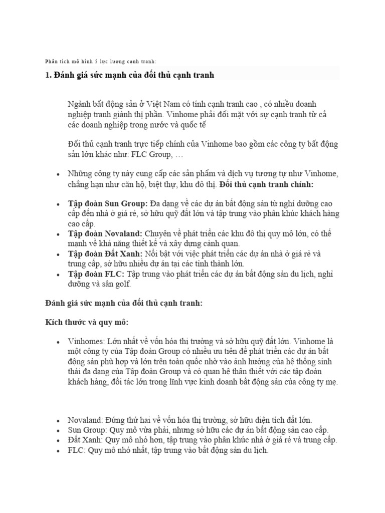 Phân Tích Mô Hình 5 L C Lư NG C NH Tranh | PDF