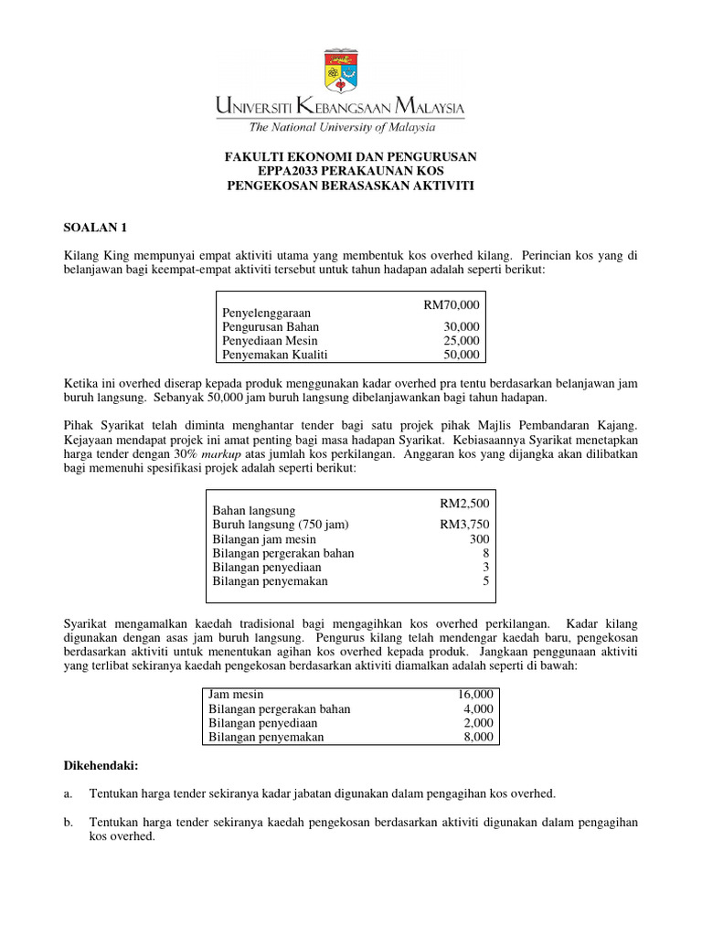 Tutorial Pengekosan Berdasarkan Aktiviti | PDF