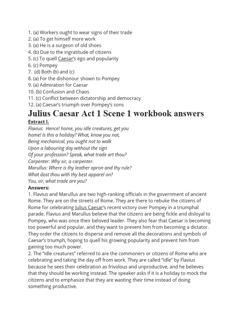 JC Workbook | PDF | Julius Caesar | Ancient Rome