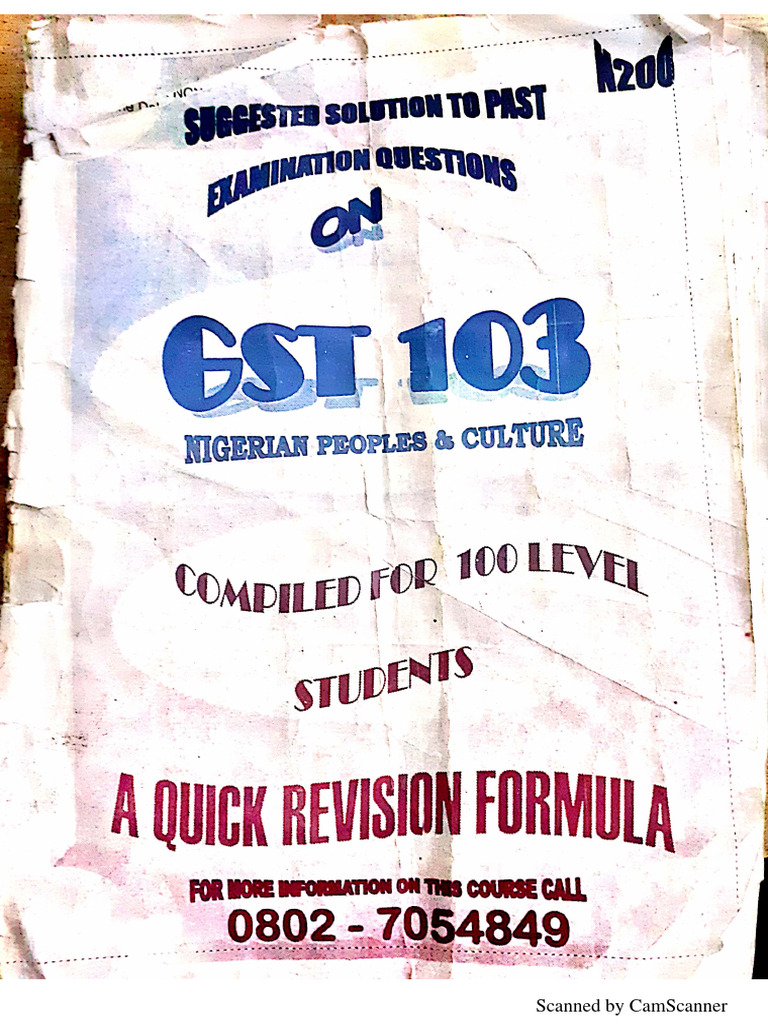 GST 103 Past Question Tutorial | PDF