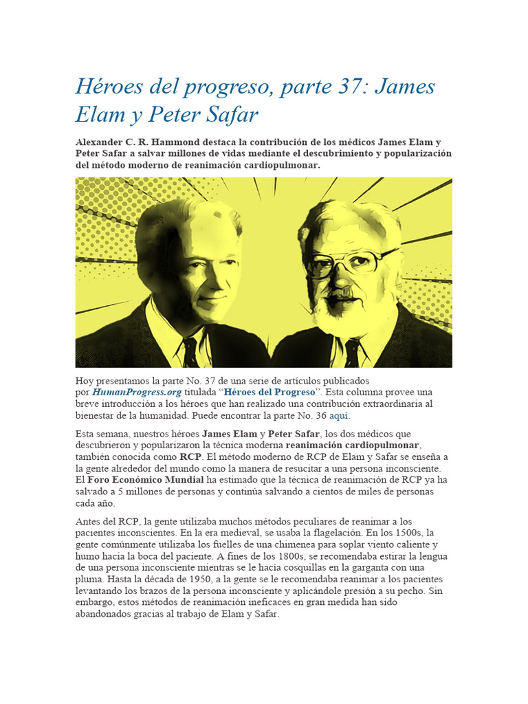 Héroes Del Progreso, Parte 37: James Elam y Peter Safar | PDF ...