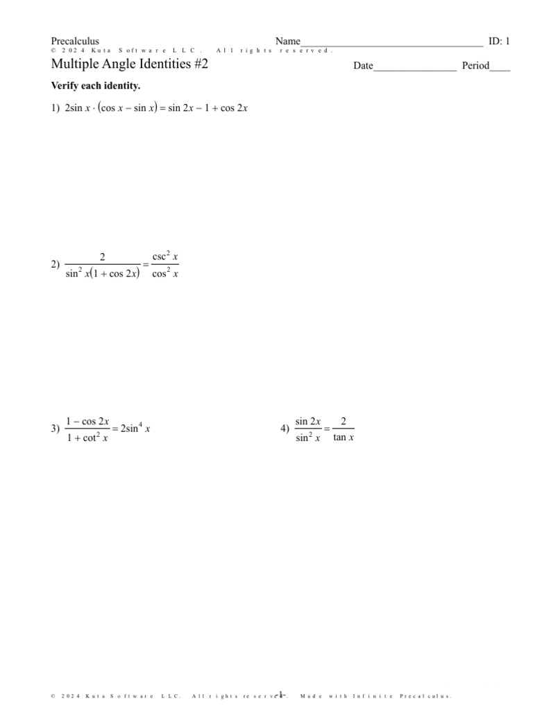 Mutliple Angle Identities | PDF | Trigonometry | Trigonometric Functions