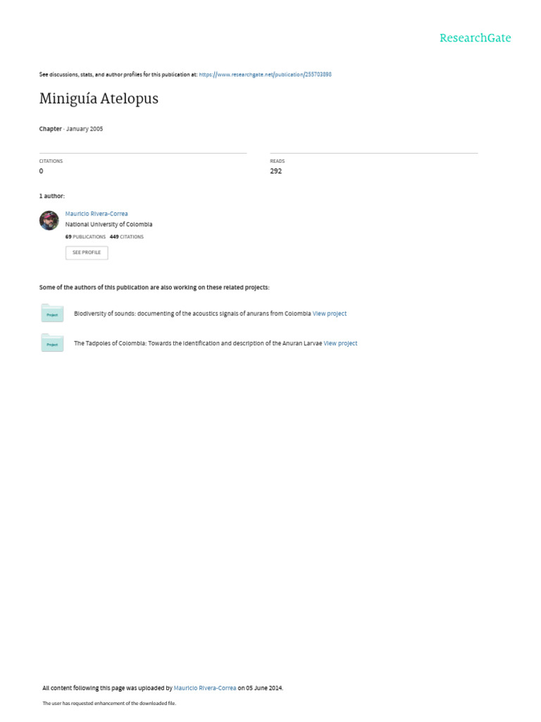 Rivera-Correa 2005 Minigua Atelopus | PDF | Conservación del medio ...