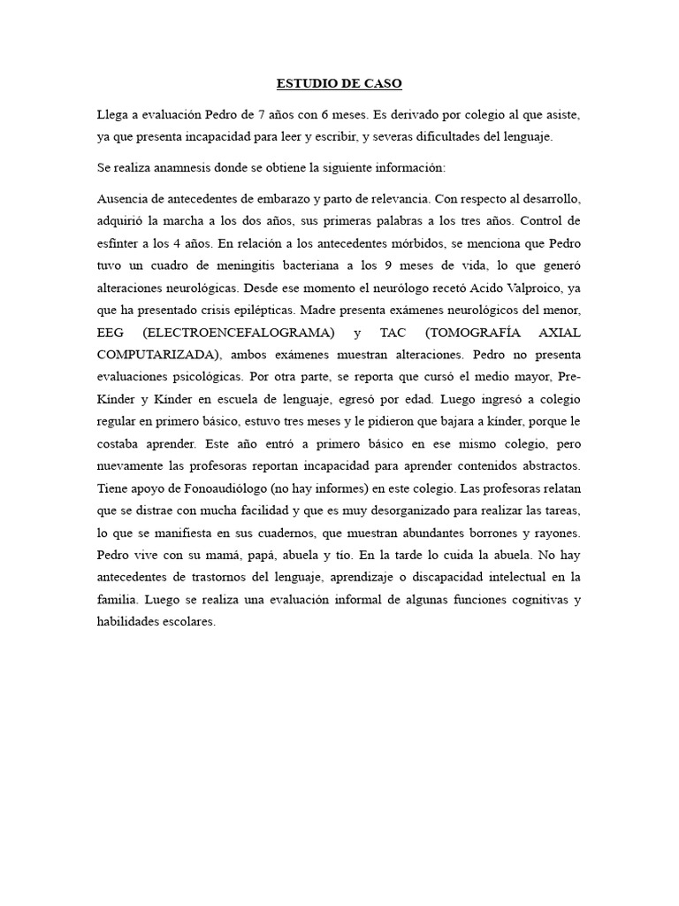 Estudio de Caso - Pedro | PDF