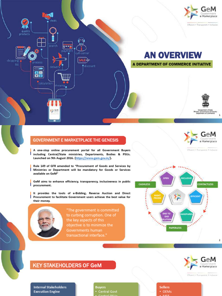 GeM Overview 2022 PPT New | PDF | Auction | Procurement