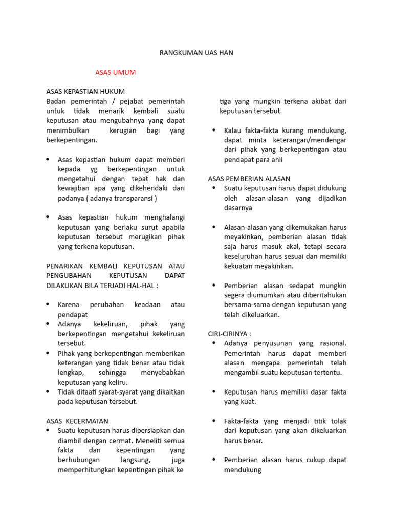 Rangkuman Uas Han | PDF